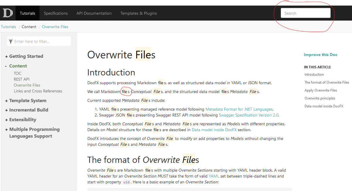 Searched Word Remains Marked When Search Field Is Cleared · Issue 8240 · Dotnet Docfx · Github