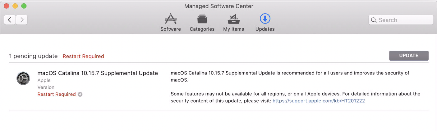 Navigating back after viewing a link in an Apple softwareupdate description results in a blank ...