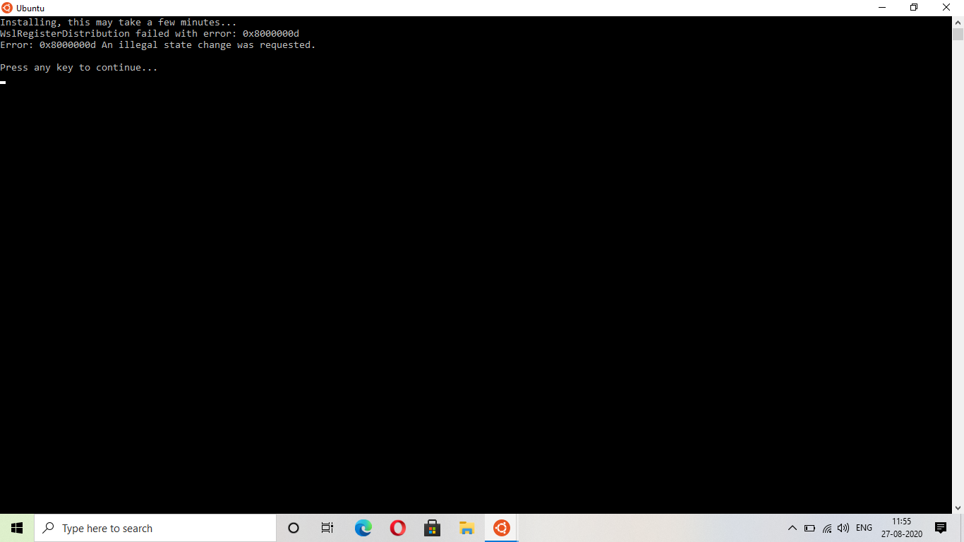 Error in opening Ubuntu · Issue #870 · MicrosoftDocs/WSL · GitHub