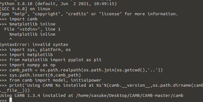 jupyter notebook syntax error · Issue #109 · cmbant/CAMB · GitHub