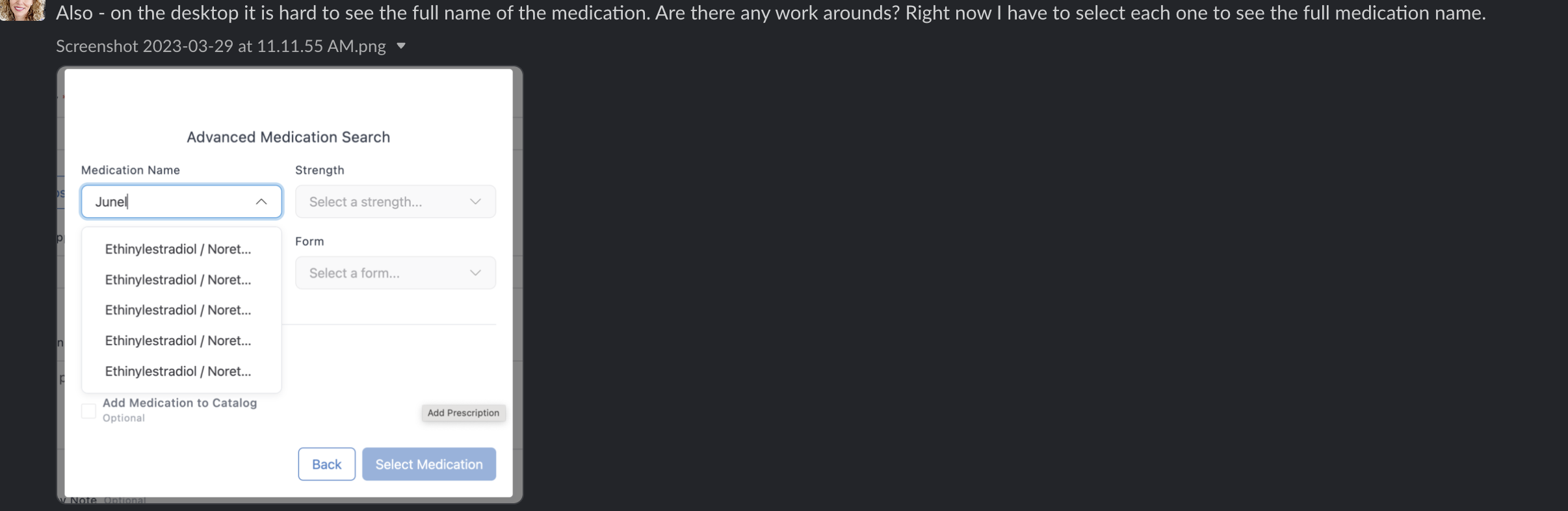 Elements: Advanced Medication Search Illegible · Issue #152 · Photon-Health/client · GitHub