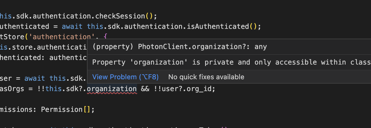 "Property 'organization' is private and only accessible within a class" · Issue #157 · Photon ...