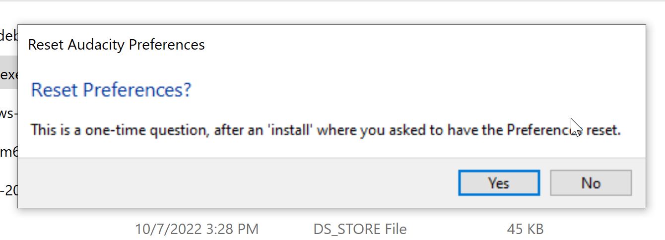 The User Is Asked To Reset Preferences Even If They Selected Reset