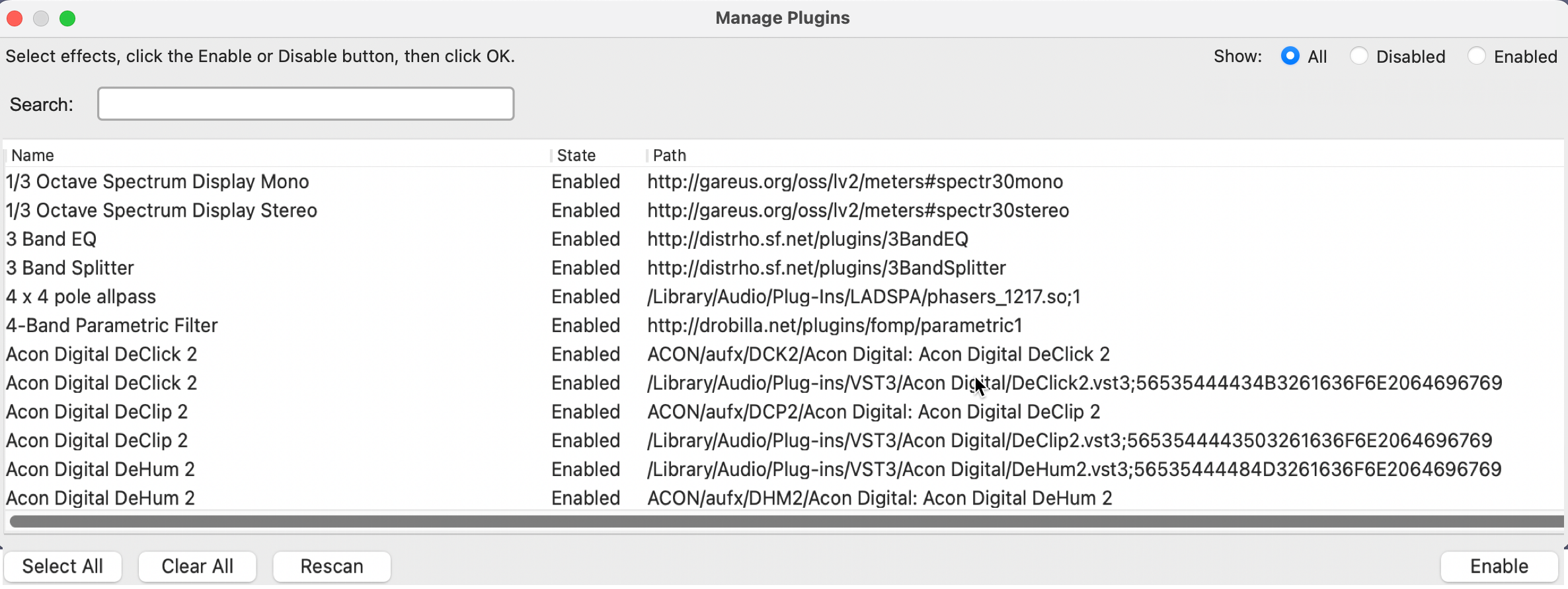 Add search option in Plugin Manager · Issue #3865 · audacity/audacity · GitHub