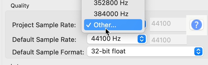 Don't show disabled project/default sample rate text inputs unless ...