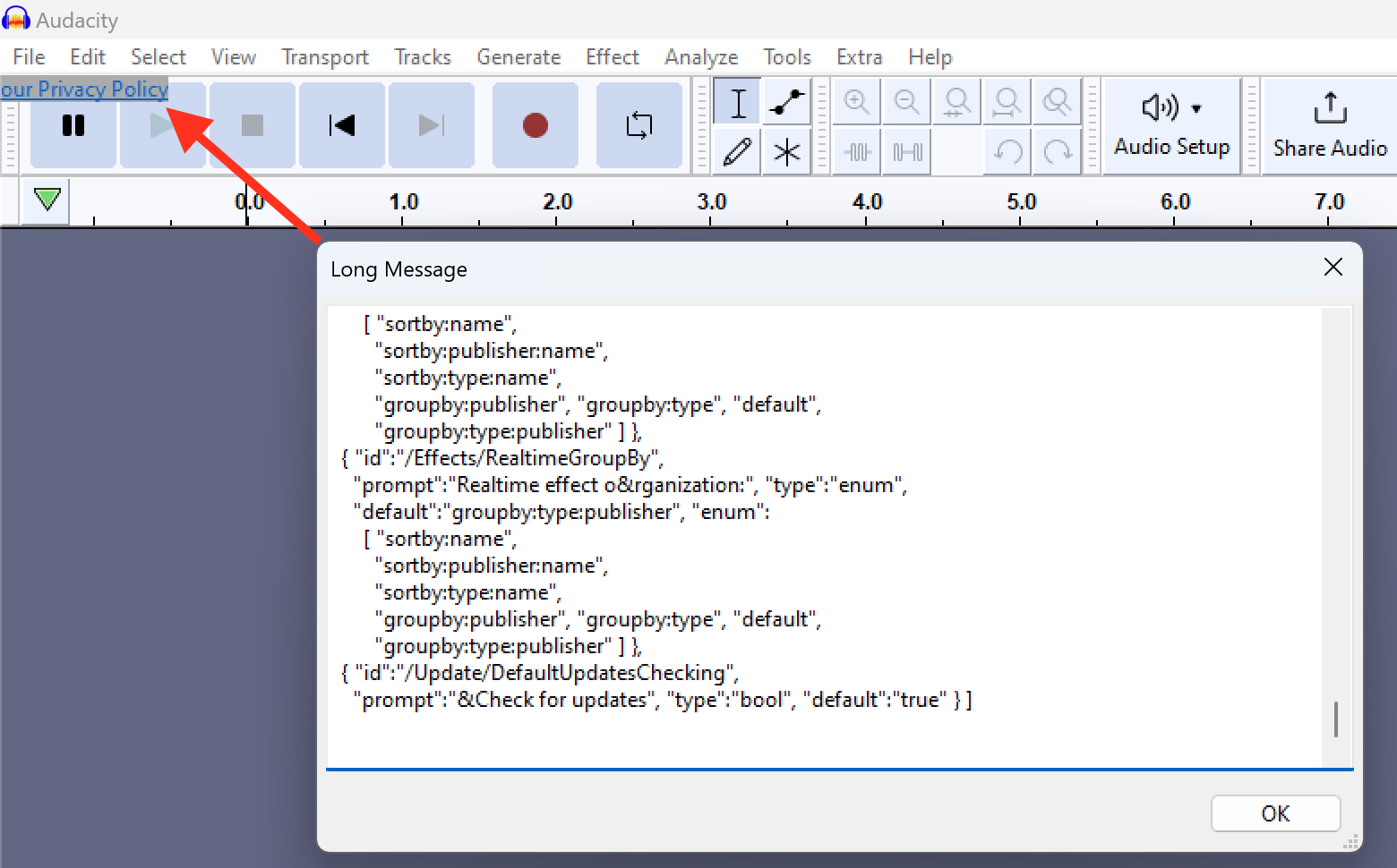 Privacy Policy link pops up at the left upper corner of the windows after running Get Info macro ...