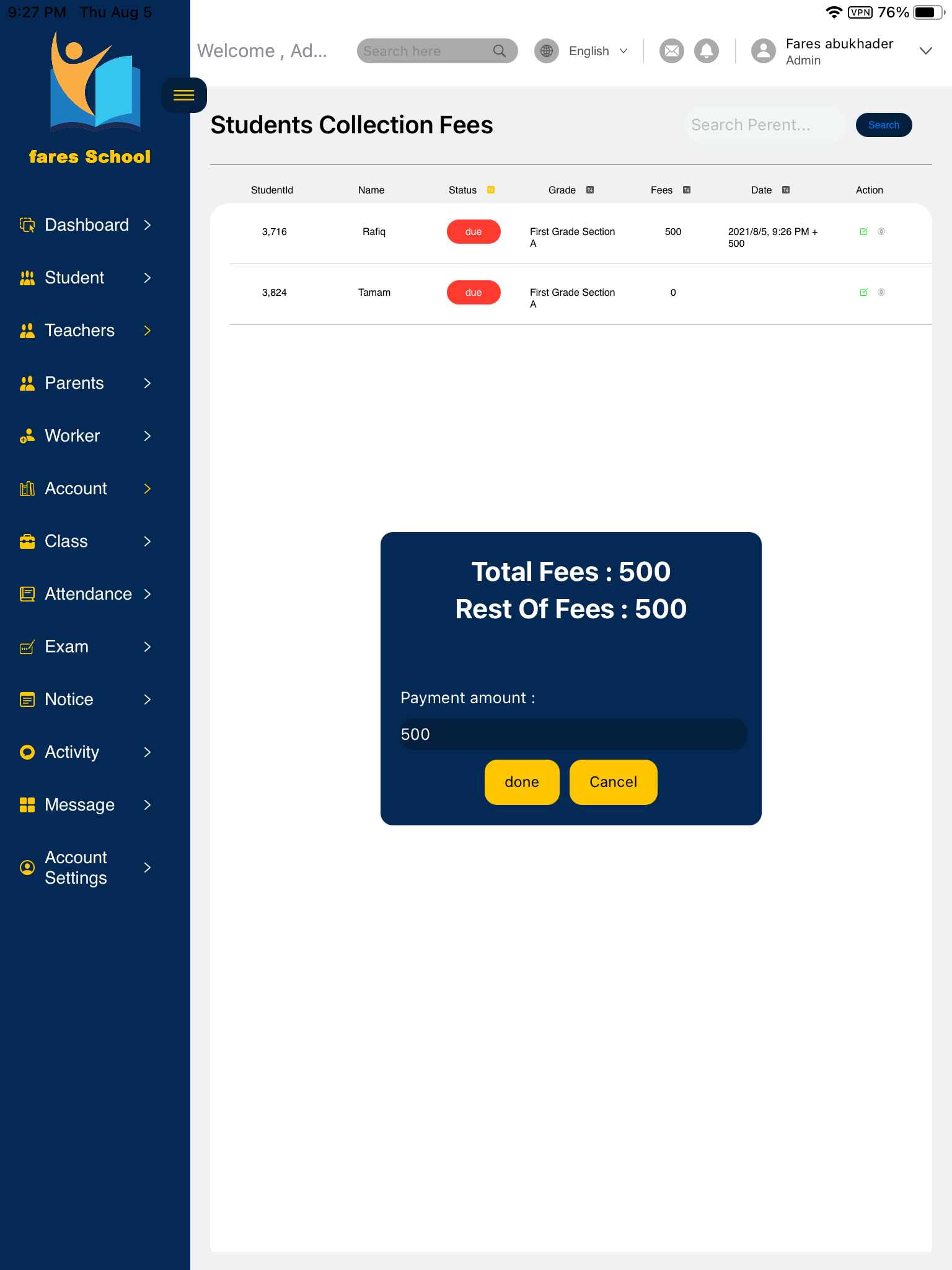 GitHub - Faris-abukhader/schoolDashboard: school management system