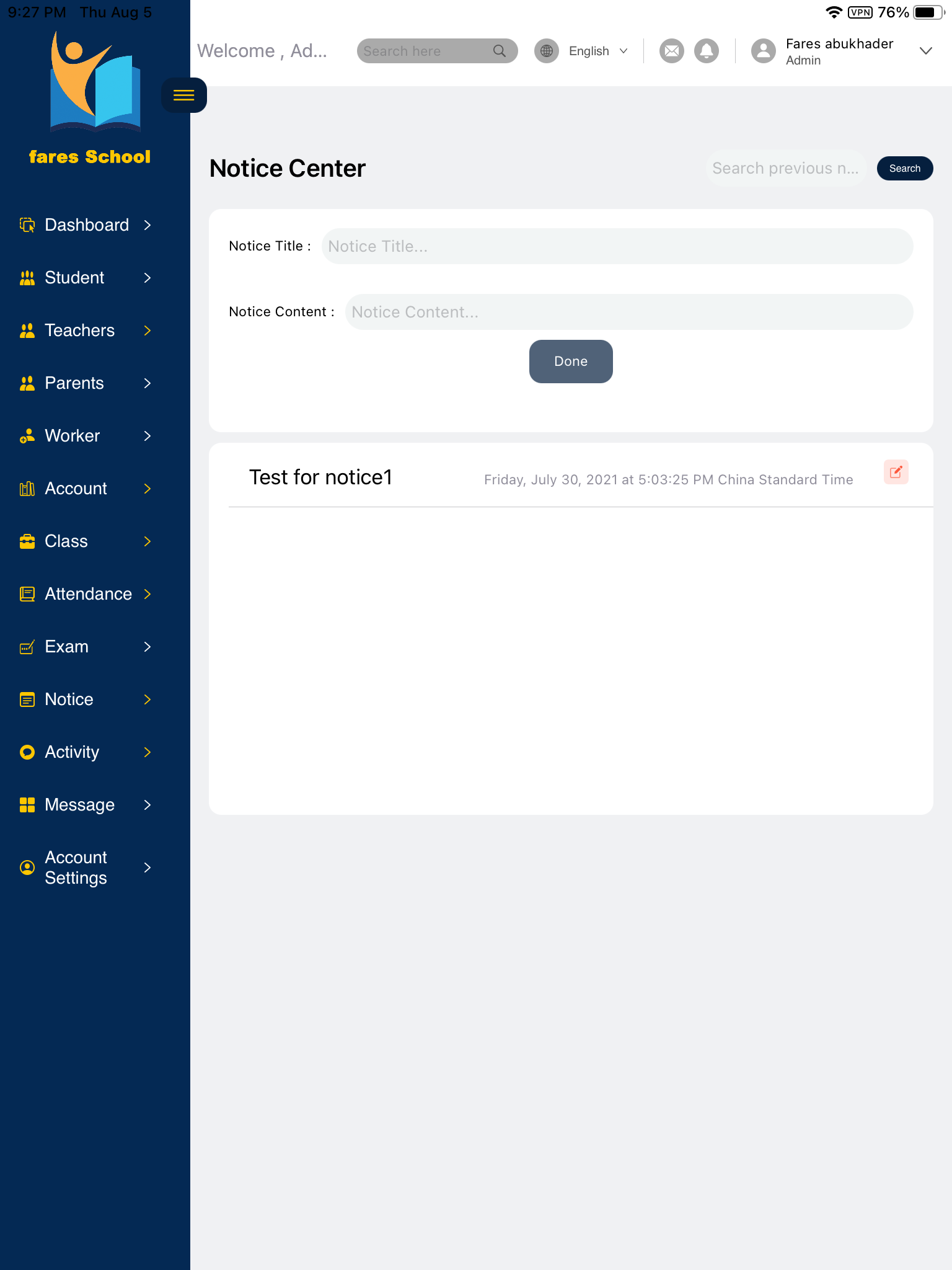 GitHub - Faris-abukhader/schoolDashboard: school management system
