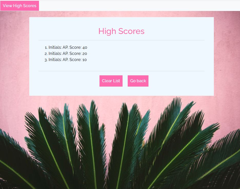 GitHub - AmyPaschke/04_Coding-Quiz: A timed multiple-choice game used in the browser