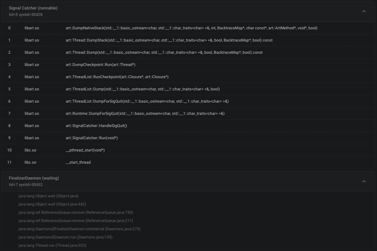 ANR event - dalvik.system.VMStack.getThreadStackTrace · Issue #96997 · flutter/flutter · GitHub