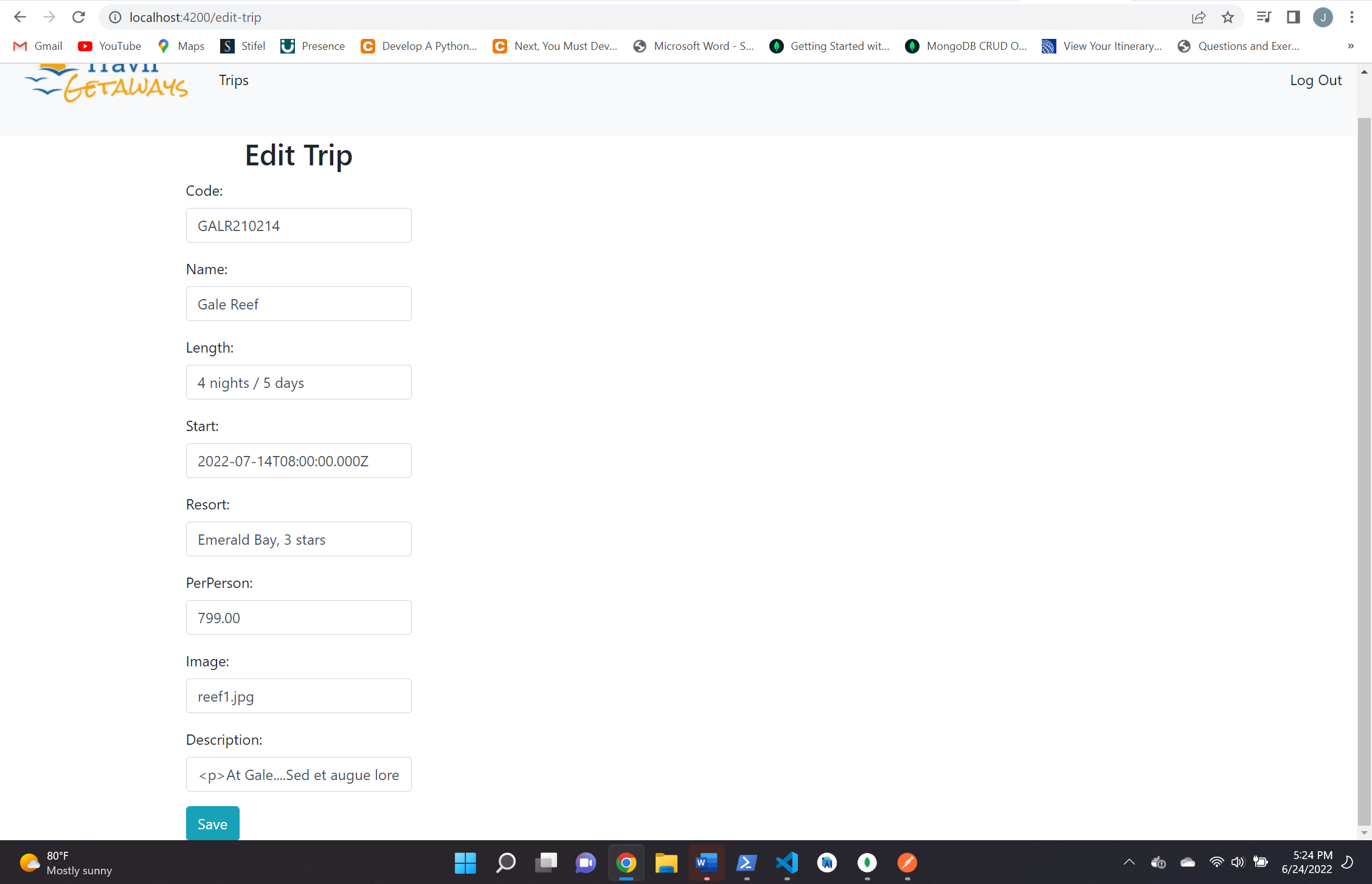 GitHub - JohnSporn/Travlr-Getaways: CS-465 Full Stack Development with MEAN