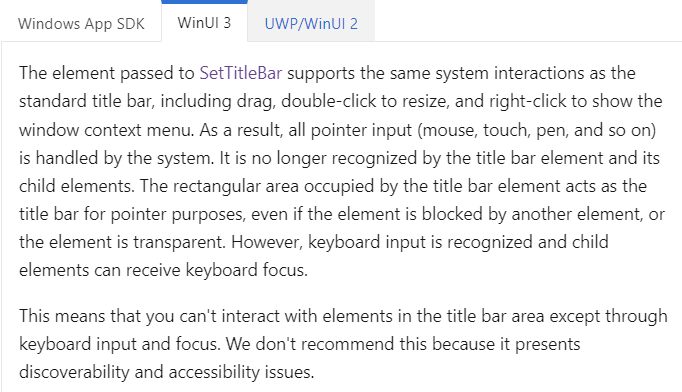 C++/WinRT - unpackaged - Customized title bar controls not clickable & SetDragRectangle displays ...
