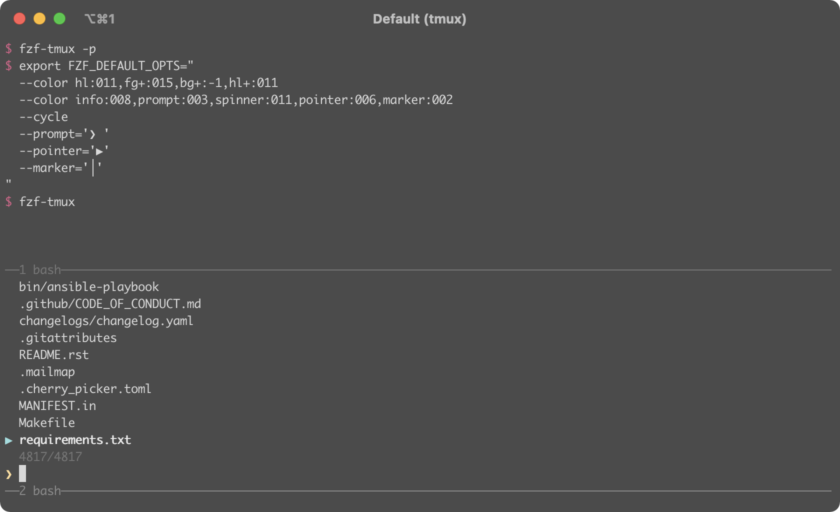 `FZF_DEFAULT_OPTS` doesn't work when `fzf` is invoked via `tmux` · Issue #2510 · junegunn/fzf ...