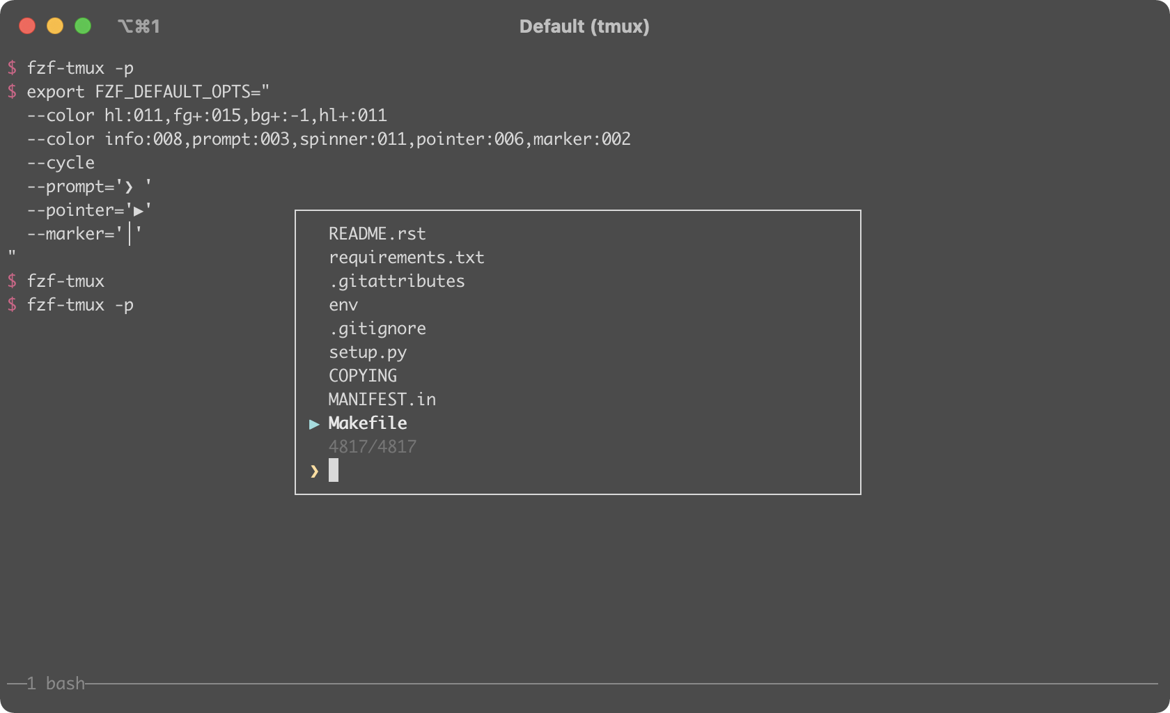 `FZF_DEFAULT_OPTS` doesn't work when `fzf` is invoked via `tmux` · Issue #2510 · junegunn/fzf ...