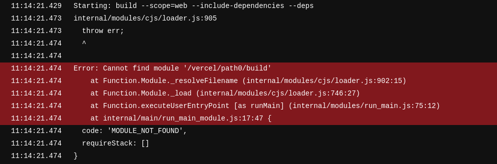 Build fails locally and on Vercel with the same error. · Issue #876 · vercel/turborepo · GitHub