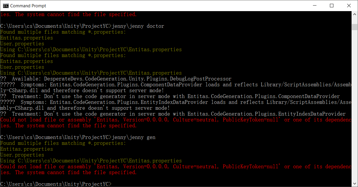Entitas 0.47.7 Jenny failed to setup and gen code · Issue #561 · sschmid/Entitas · GitHub