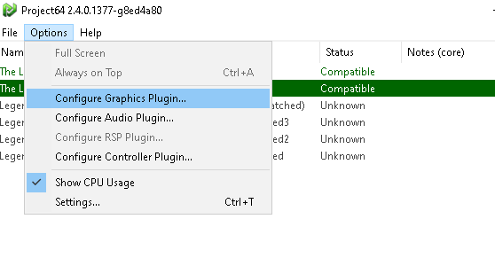 Project 64 Crashes Upon Selecting Configure Graphics Plugin · Issue ...