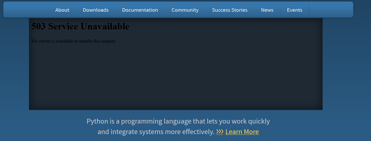 503 Service Unavailable · Issue #1628 · python/pythondotorg · GitHub