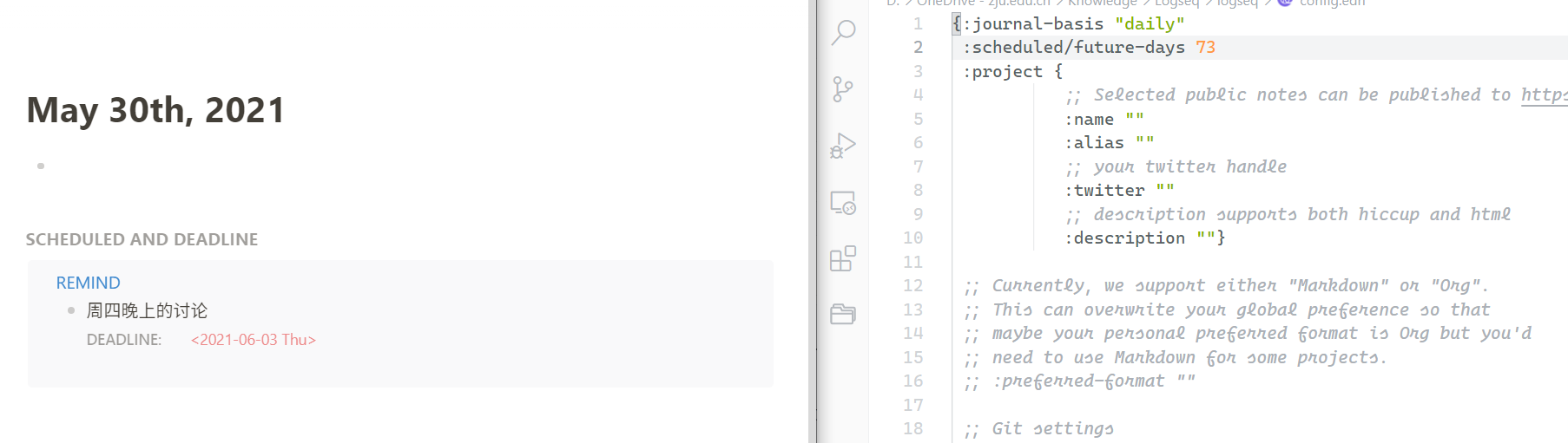 每日笔记中的 Schedule and Deadline 提醒不能正确生效 · Issue #2048 · logseq/logseq ...