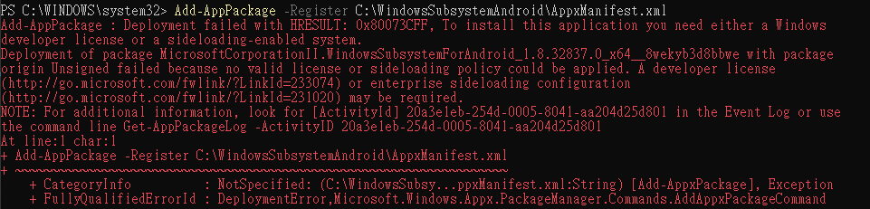 AppxManifest.xml cant regesterin · Issue #188 · WSA-Community/WSAGAScript · GitHub