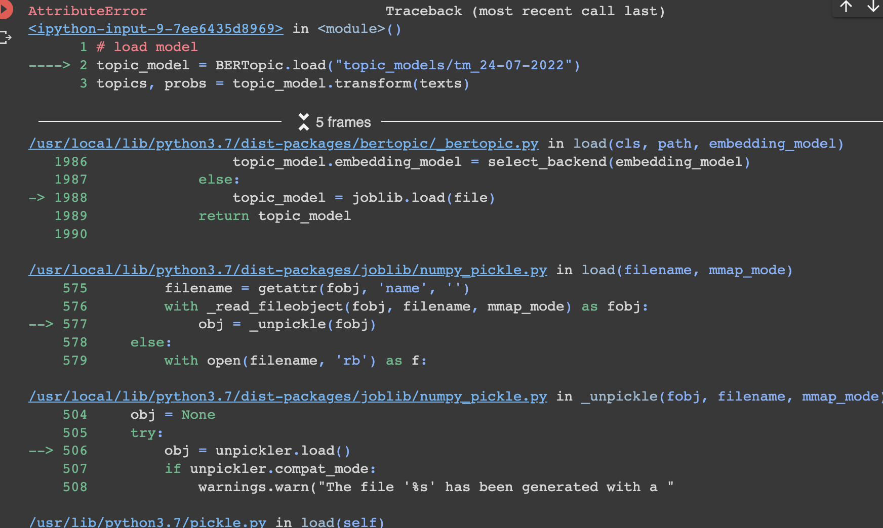 Solved: load() in BERTopic 0.11.0 Can't Be Called · Issue #654 · MaartenGr/BERTopic · GitHub