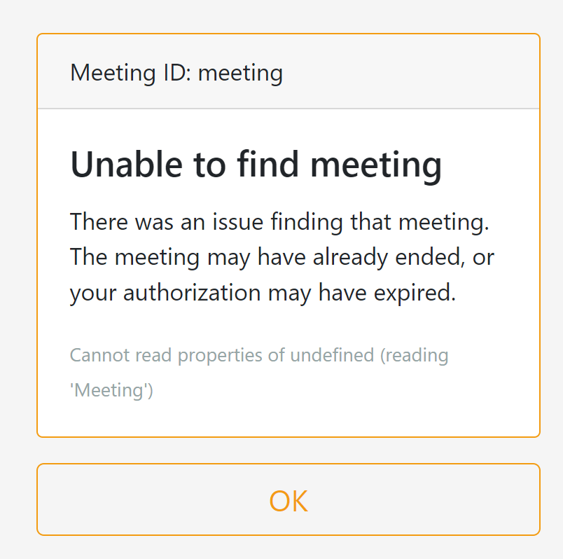 Unable to find meeting · Issue #2040 · aws/amazon-chime-sdk-js · GitHub