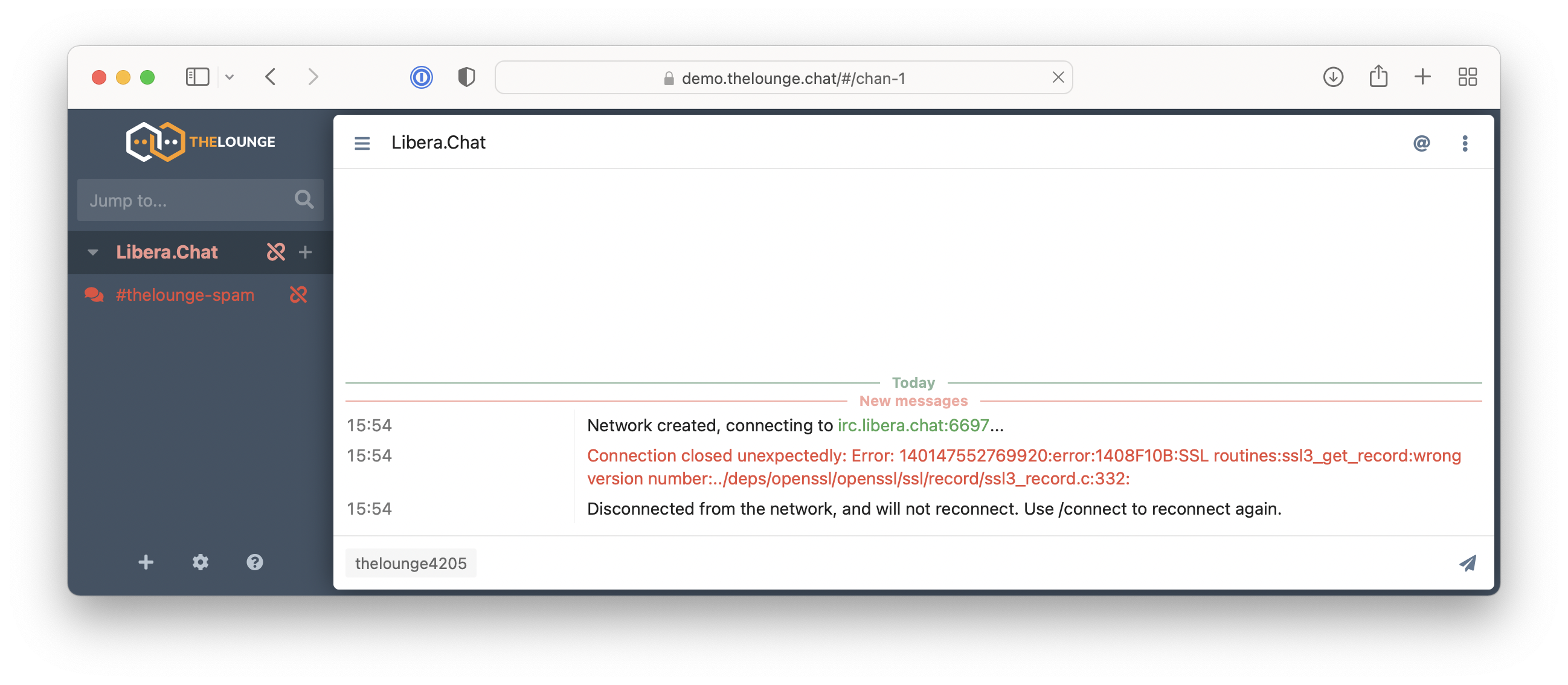 demo.thelounge.chat cannot connect to Libera.Chat · Issue #257 · thelounge/thelounge.github.io ...