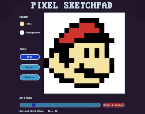 GitHub - GeorgeCiesinski/pixel-sketchpad: Etch-a-sketch like webpage built for The Odin Project