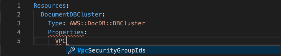 Aws Docdb Dbcluster Property Vpcsecuritygroupids Is An Unsupported Property · Issue 644