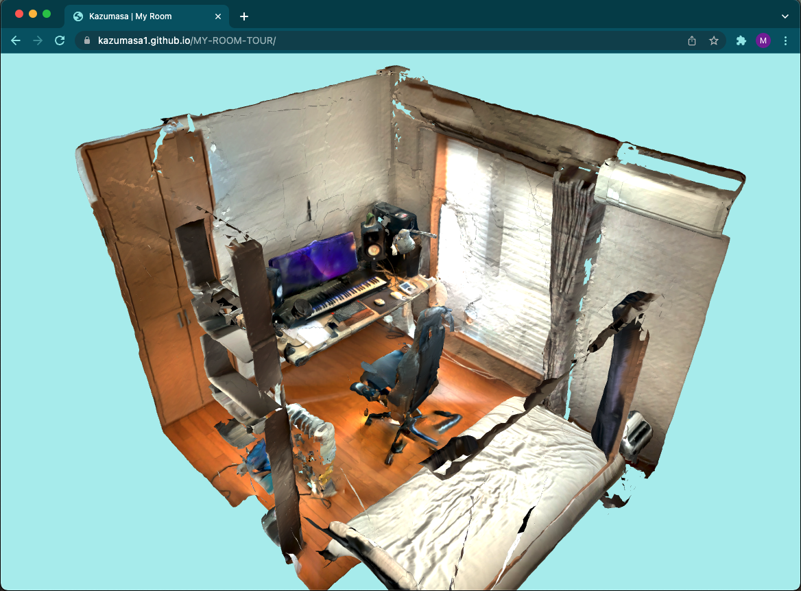 GitHub - KzzzDev/MY-ROOM-TOUR: 自室を3DスキャンしてThree.jsを用いてブラウザで表示してみました