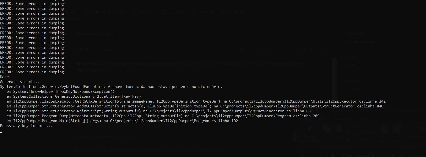 Error when dump · Issue #696 · Perfare/Il2CppDumper · GitHub