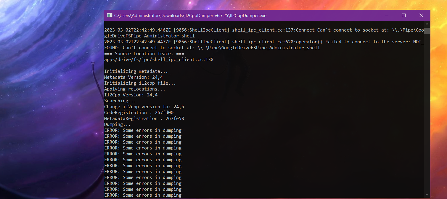 Error when dump · Issue #696 · Perfare/Il2CppDumper · GitHub