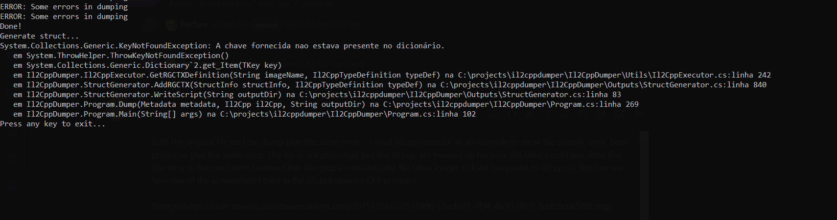 Error when dump · Issue #696 · Perfare/Il2CppDumper · GitHub