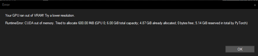 GPU out of VRAM despite having enough · Issue #43 · n00mkrad/text2image-gui · GitHub
