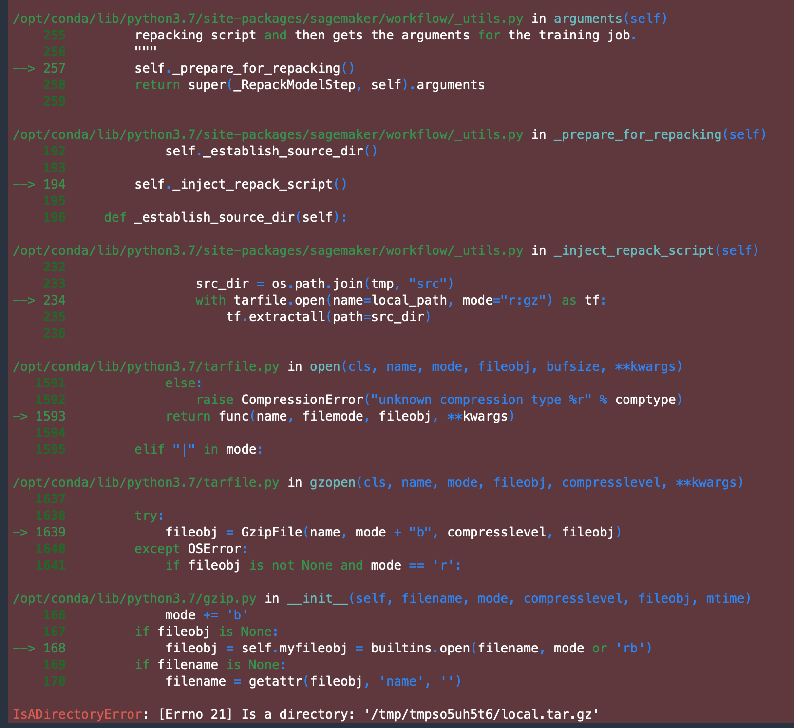 RegisterModel step fails when I provide 'entry_point' and 'source_dir ...