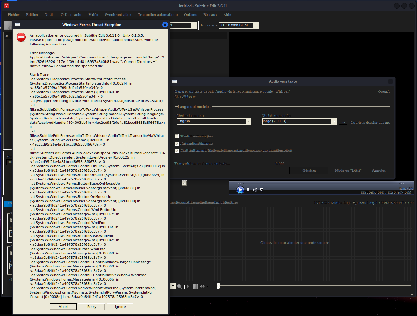 [Linux BUG] Whisper does not launch · Issue #6736 · SubtitleEdit/subtitleedit · GitHub