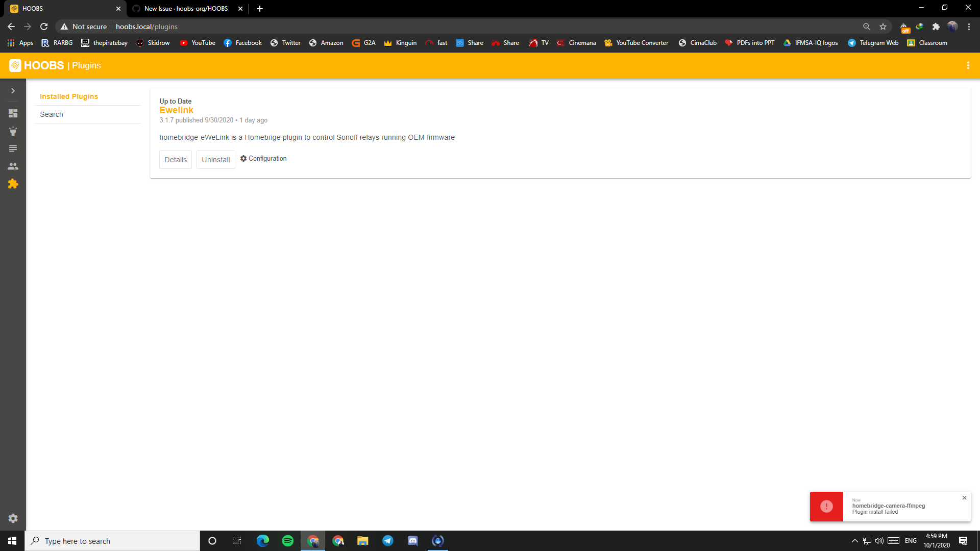 plug in install failed · Issue #822 · hoobs-org/HOOBS · GitHub