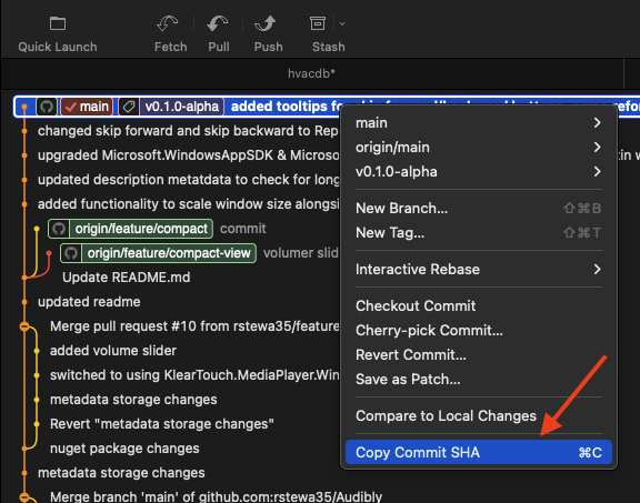 Feature Request Add Option To Copy Commit Message In Context Menu When A Commit Is Right