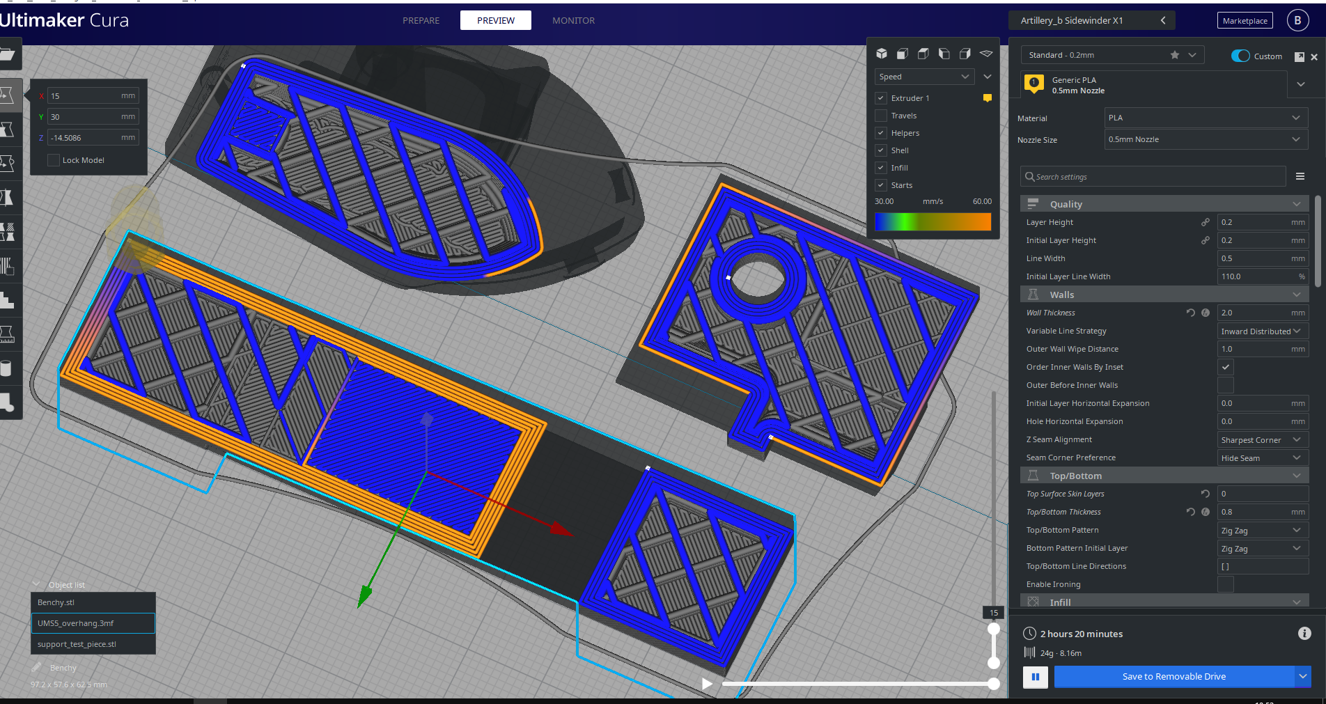 Overhanging wall speed to be applied to inner walls attached to ...