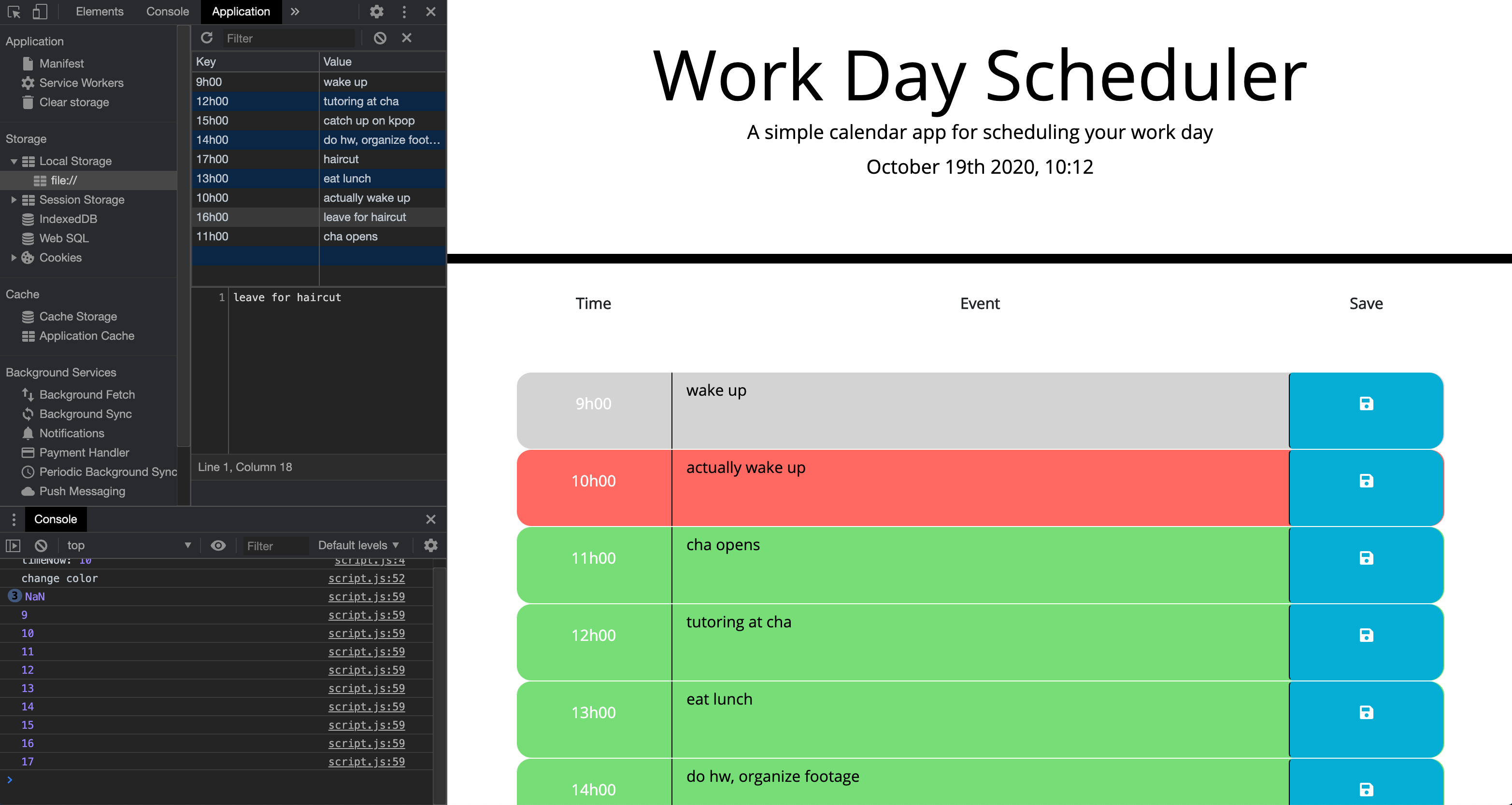 GitHub - ebsizzlin/WorkDaySch: Calendar app to save events and change ...