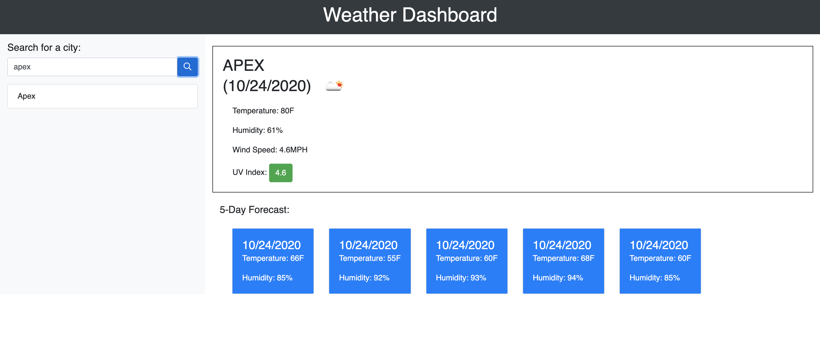 GitHub - ebsizzlin/WeatherDashboard: A weather app that runs in the ...