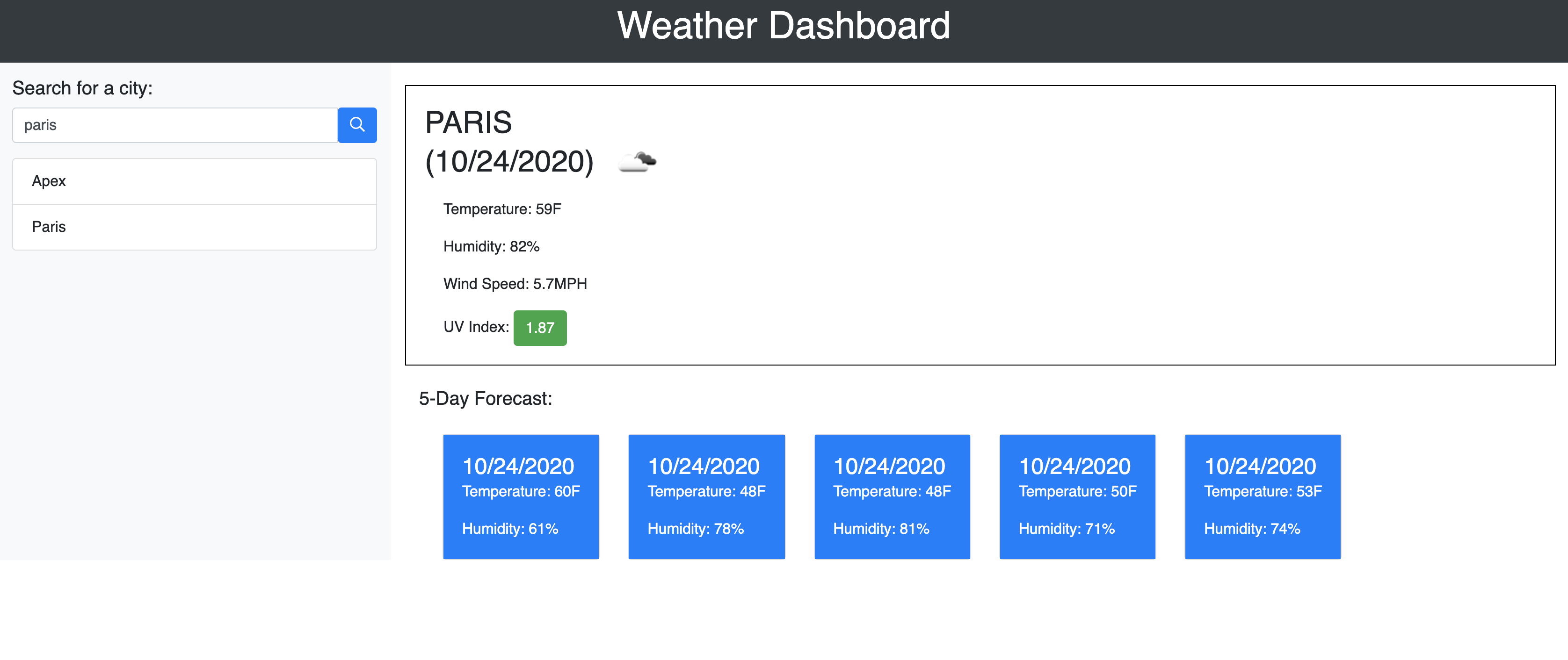 GitHub - ebsizzlin/WeatherDashboard: A weather app that runs in the ...