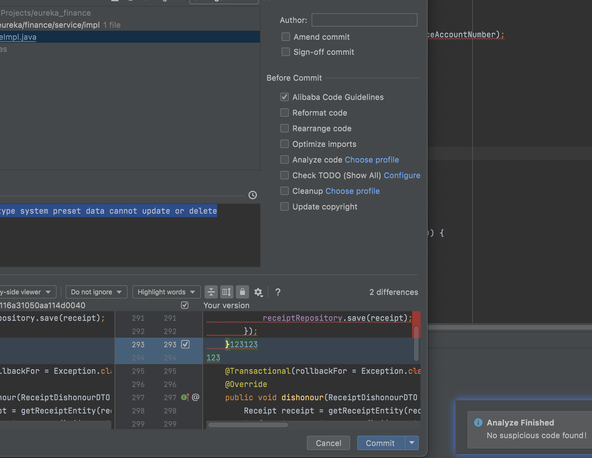 Before Commit代码扫描不生效,提示no suspicious code found · Issue #859 · alibaba/p3c · GitHub