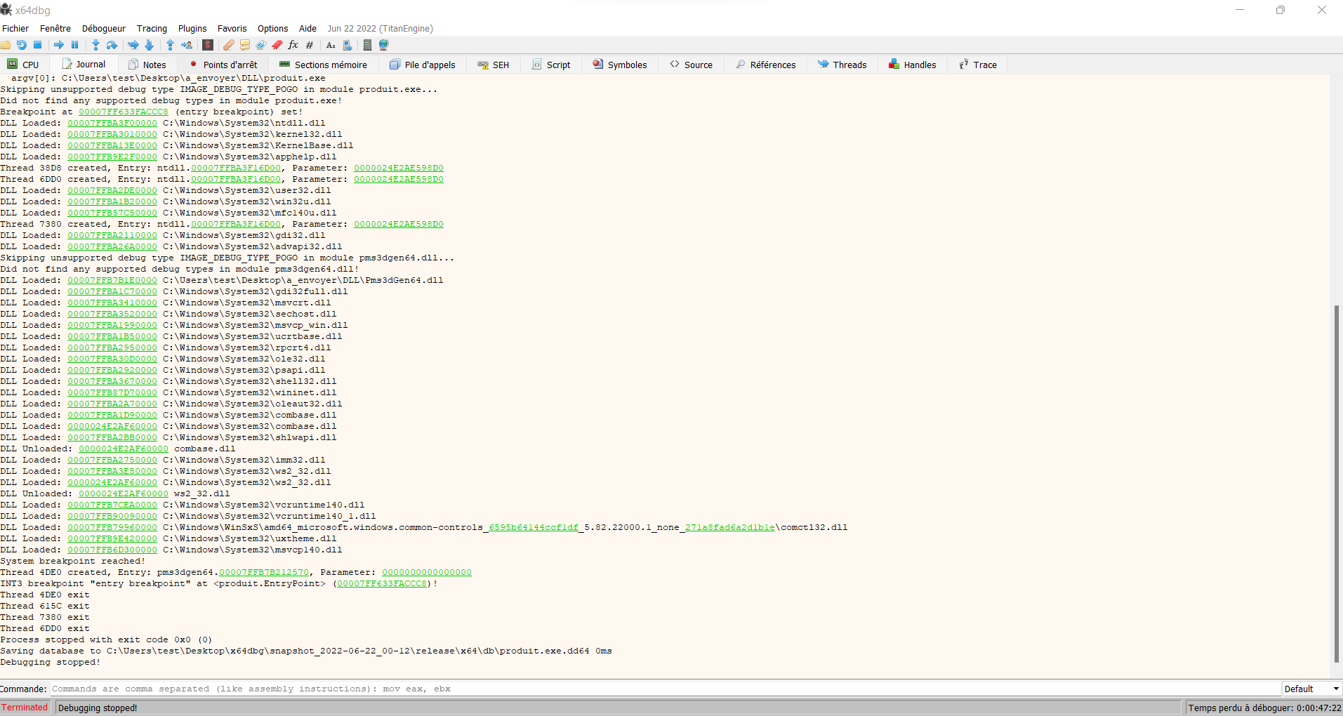 Terminated: debugging stopped x64dbg · Issue #2906 · x64dbg/x64dbg · GitHub