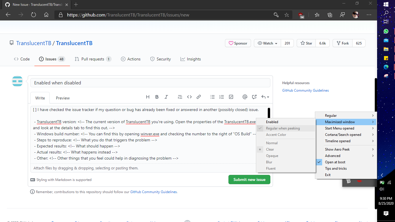 Enabled when disabled · Issue #327 · TranslucentTB/TranslucentTB · GitHub