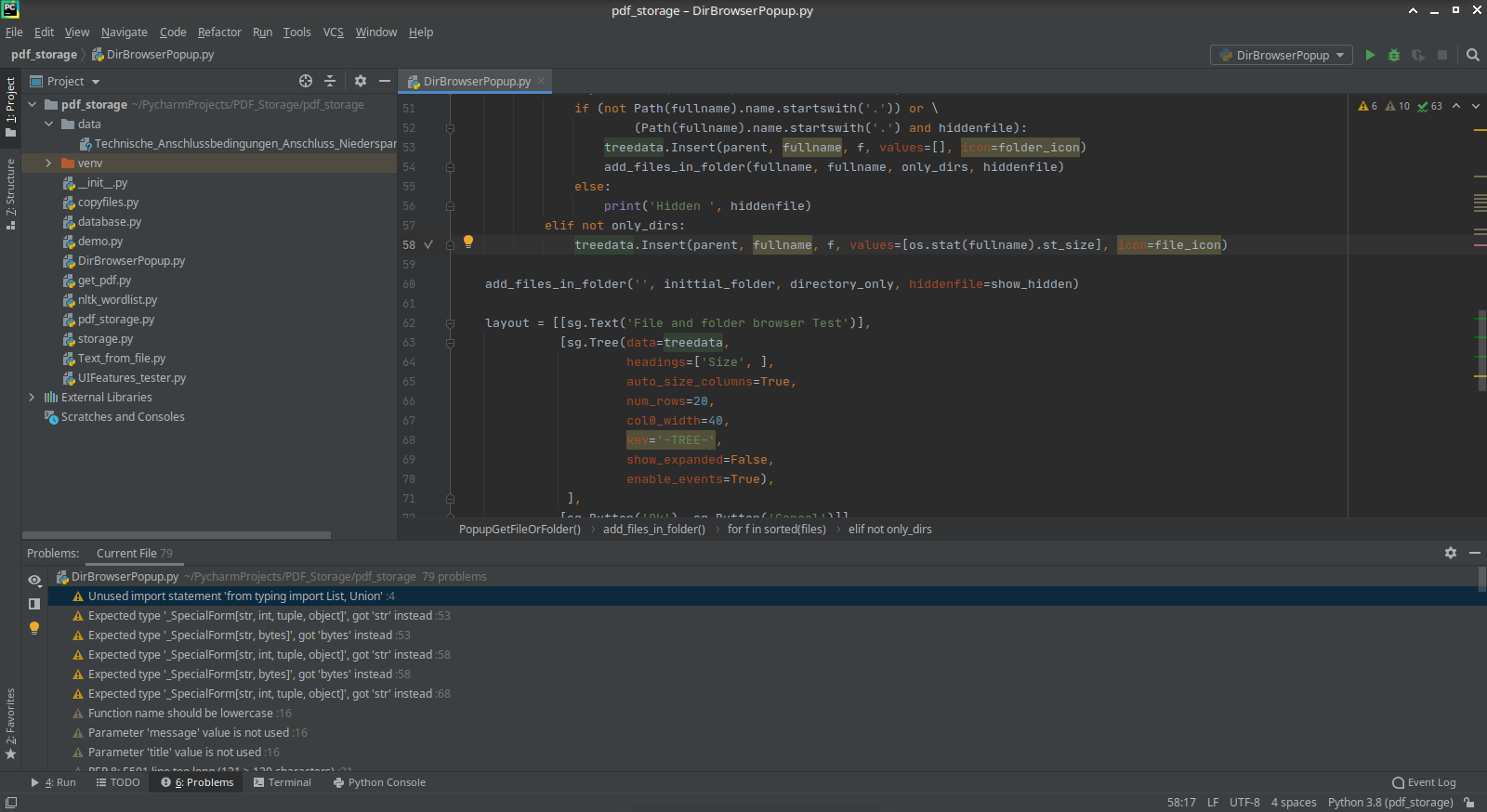 [Question/Error] PyCharm IDE shows Warnings: Expected type '_SpecialForm[str, int, tuple, object ...