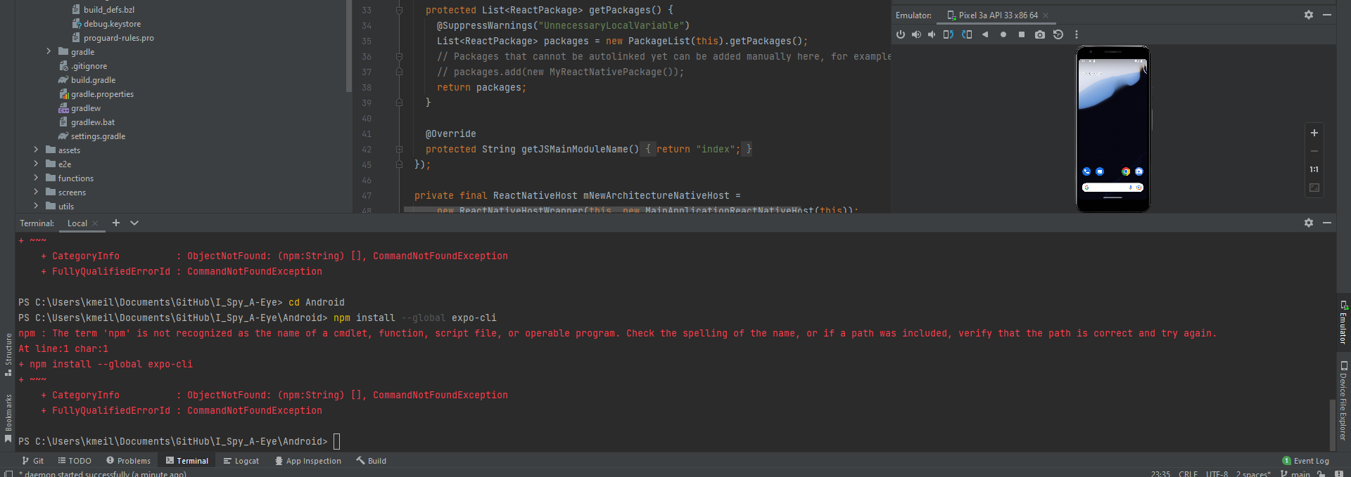 Wasn't able to install following the ReadME · Issue #151 · SCCapstone/I_Spy_A-Eye · GitHub