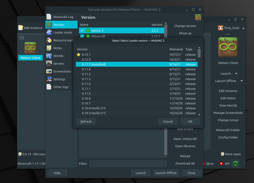[Bug] Crash on startup with MultiMC · Issue #1574 · MeteorDevelopment/meteor-client · GitHub