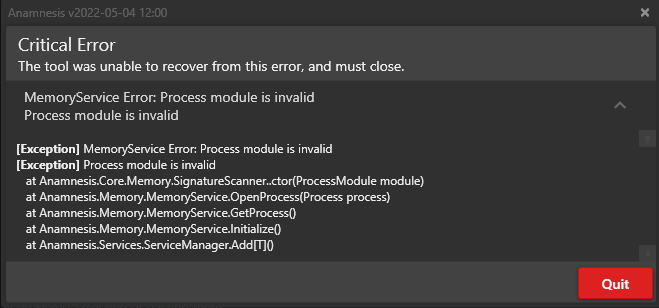 Process Module Invalid error · Issue #1042 · imchillin/Anamnesis · GitHub