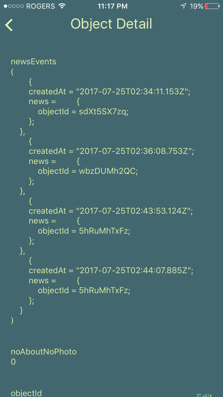 Parse Dashboard Modifies The Data Of An Array Containing Pointers Into A Different Format